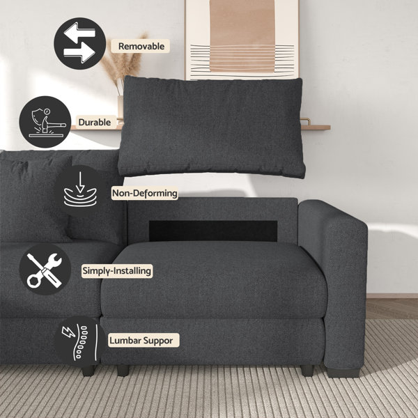 Latitude Run® 5 - Piece L shaped Modular Sectional Couch with Armrest Storage | Wayfair